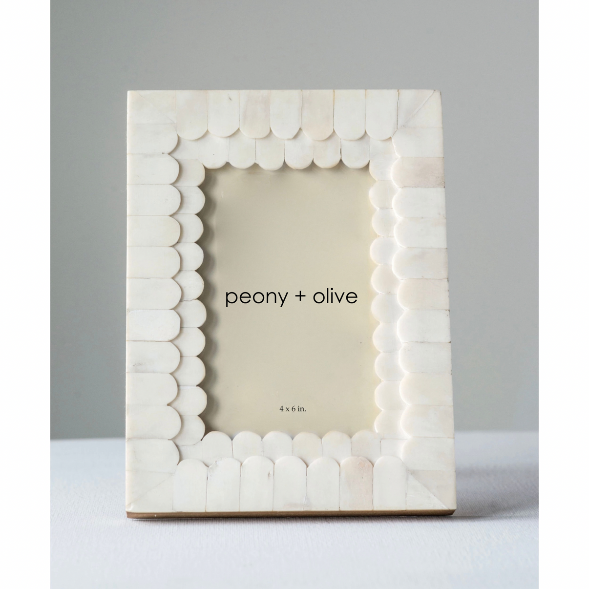 Scallop Bone Picture Frame – peony + olive